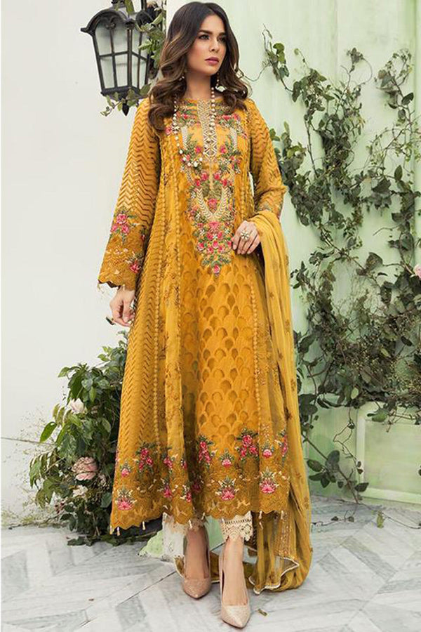 Graceful Yellow Color With Patch Work
