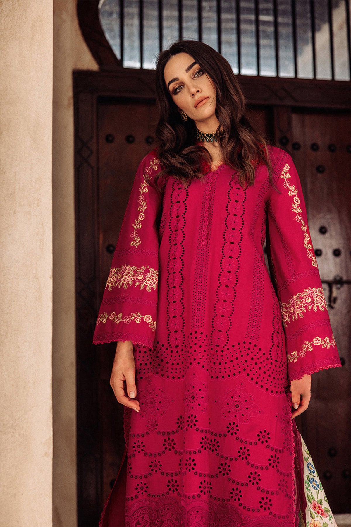 Luxury Pakistani Salwar Kameez Cotton Red With Digital Printed Dupatta ...