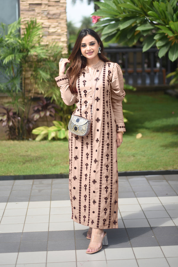 Pakistani Tunic Ready To Wear Chiku Color Long Kurti And Pant 2